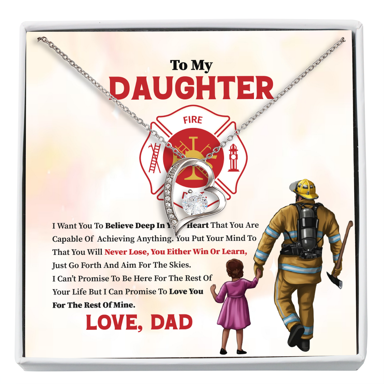 To My Daughter – Firefighter Dad Soul Spark Necklace | Inspirational ...